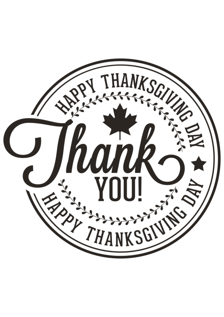 Happy Thanksgiving Thank You Black and White Clipart Free SVG File ...