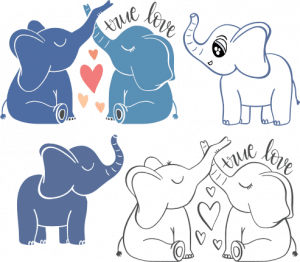baby elephant in love free svg file - SVG Heart