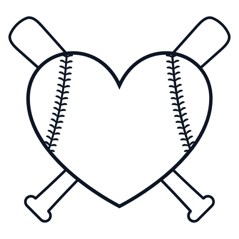 Baseball Heart Shaped Ball And Crossed Bats. Monogram, Free Svg File ...
