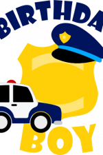 birthday boy, police cap, car, officer badge free svg file - SVG Heart