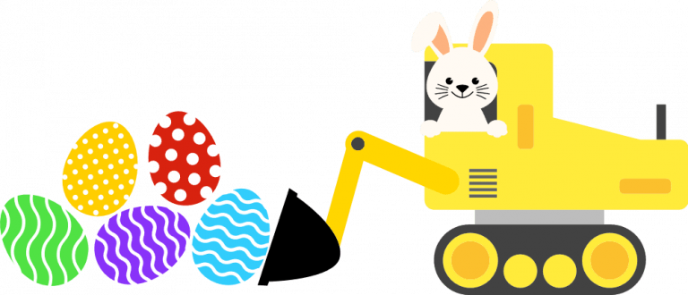 bunny digger truck, eggs, easter free svg file - SVG Heart