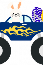bunny on truck with eggs, easter free svg file - SVG Heart