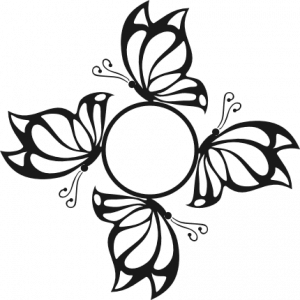 butterflies monogram frame, decorative free svg file - SVG Heart