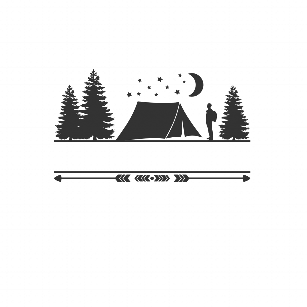 Camping Split Text Frame, Tent, Trees, Night Sky Free Svg File - SVG Heart