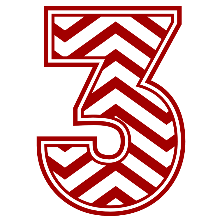 Chevron Number 3, Striped Free Svg File - SVG Heart