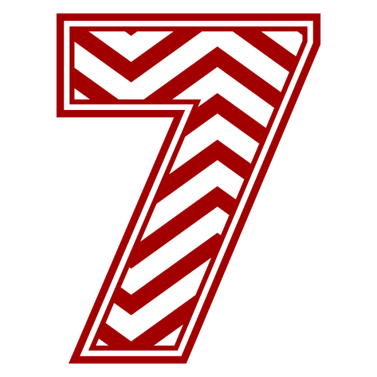 Chevron Number 7, Striped Free Svg File - SVG Heart