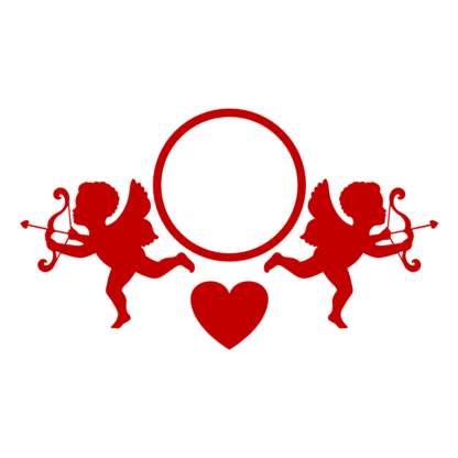 Double Cupid, Monogram Frame, Valentine's Day Free Svg File - SVG Heart