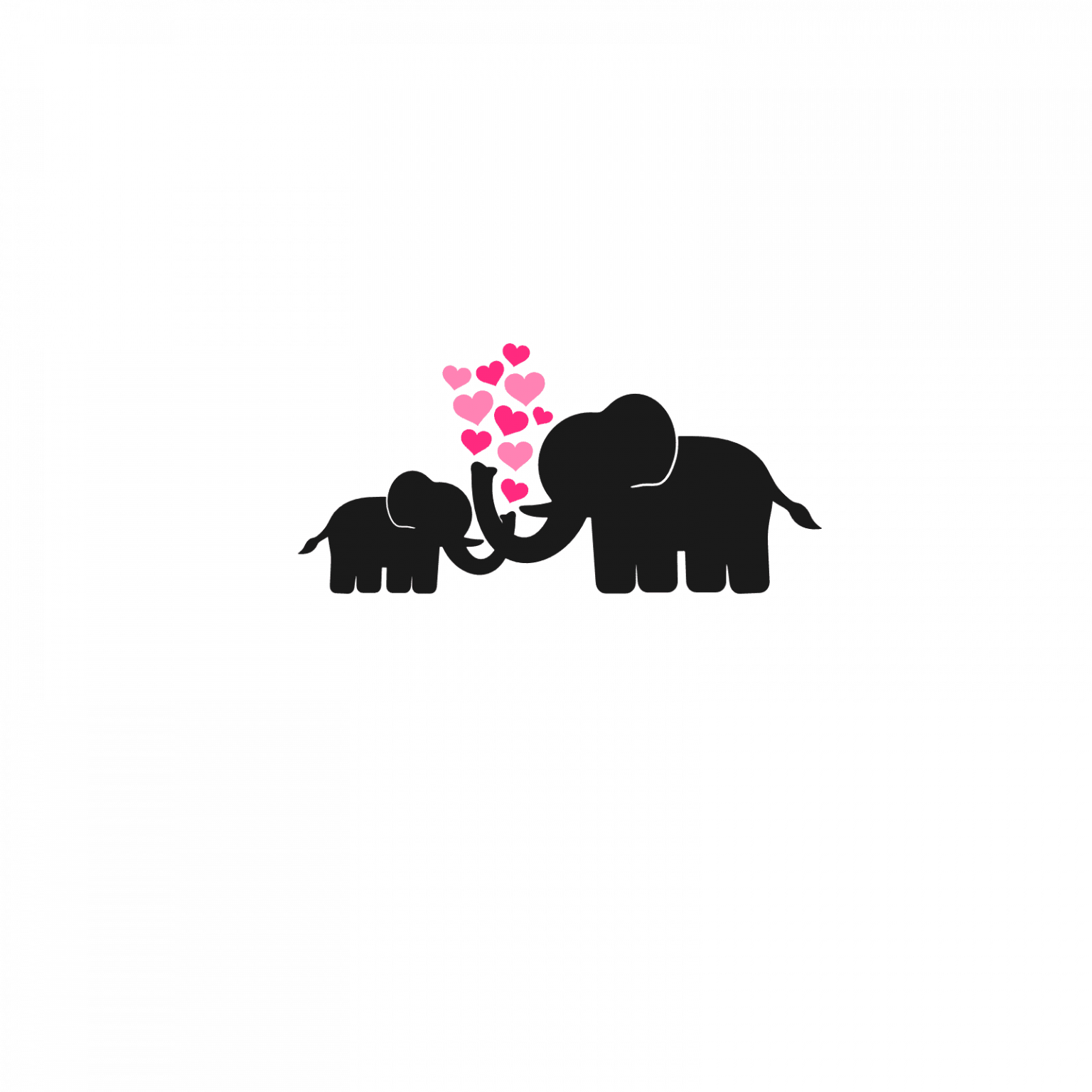 Elephants With Hearts, Love Free Svg File - SVG Heart