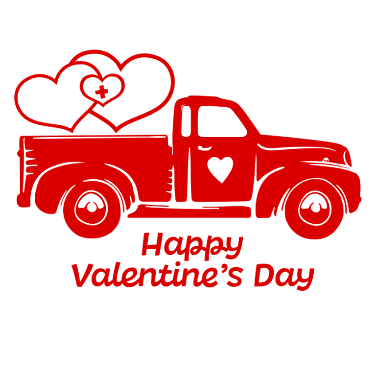 Happy Valentine's Day, Love Truck Free Svg File - SVG Heart