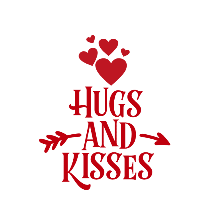 Hugs And Kisses, Valentine's Free Svg File - SVG Heart