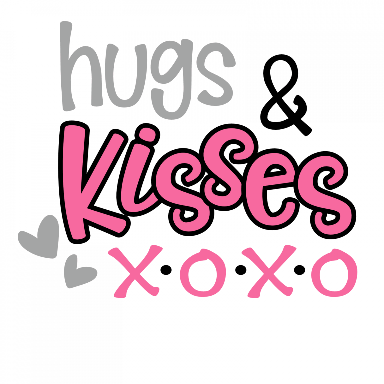 Hugs And Kisses XOXO, Couple, Heart Free Svg File - SVG Heart