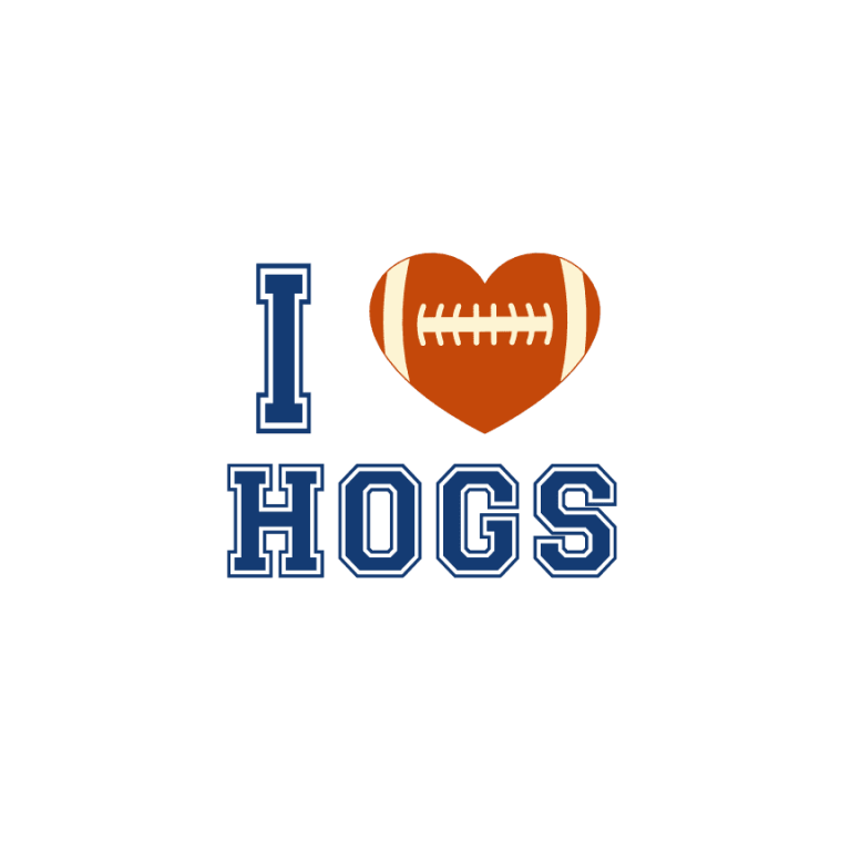I Love Hogs, Football Love Free Svg File - SVG Heart