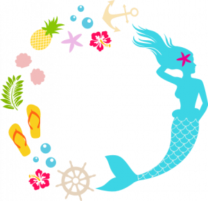 mermaid monogram circle frame, summer, beach bundle svg - SVG Heart