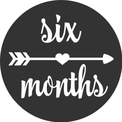 six months, heart with arrow, baby milestone free svg file - SVG Heart