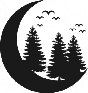 trees on moon, flying birds, wild - free svg file for members - SVG Heart