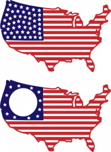 united states map monogram frame, flag, america free svg file - SVG Heart