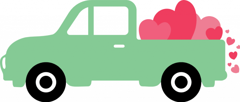 valentine truck with hearts, valentine's day free svg file - SVG Heart