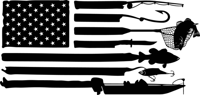 fishing USA flag, fisherman gift - free svg file for members - SVG Heart