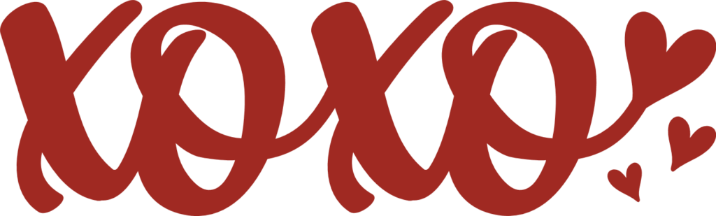 XOXO, kiss and hugs, valentines day - free svg file for members - SVG Heart