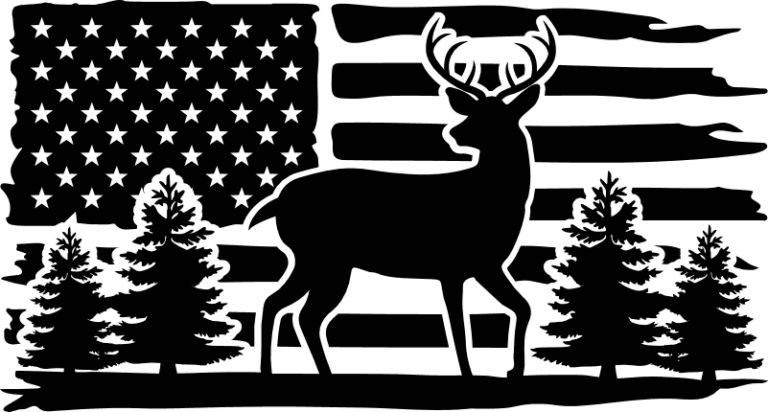 Deer on flag, trees, American Distressed Flag, hunting - free svg file ...