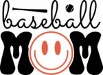 Baseball mom, baseball ball and bat, smiley emoji free svg file - SVG Heart