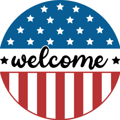 Welcome circle sign, USA flag, 4th of july door decor - free svg file ...