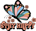 Stay happy, butterfly clipart image, positive quotes tshirt design ...