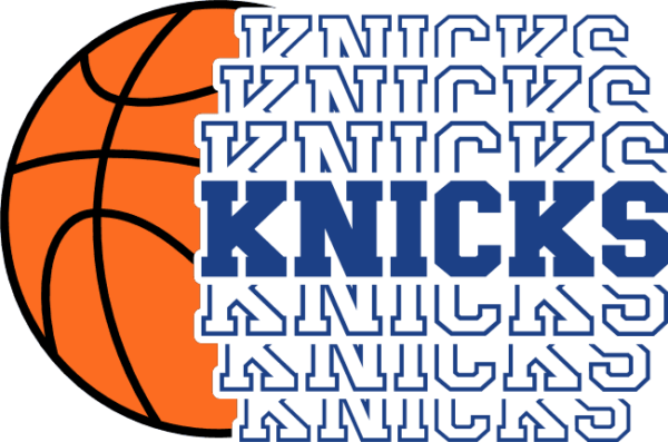 Knicks, echo stacked text, basketball ball, NBA fan sweatshirt design ...
