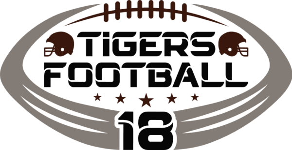 Tigers football no 18, American football ball, team mascot tshirt ...