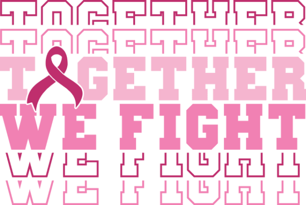 Together we fight, echo stacked text, breast cancer awareness tshirt ...