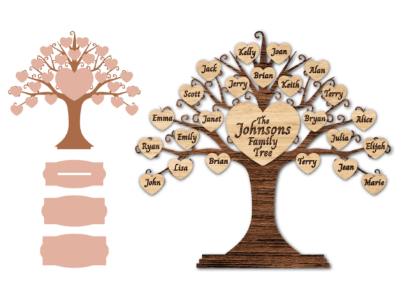 Tree with hearts and stand, custom family members names, home wall ...