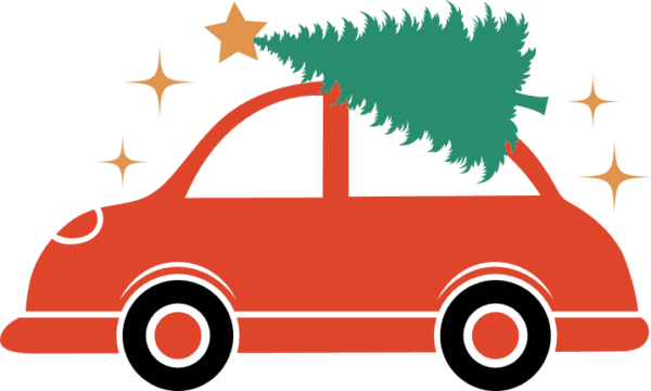Car loaded with Christmas tree, clipart image - free svg file for ...