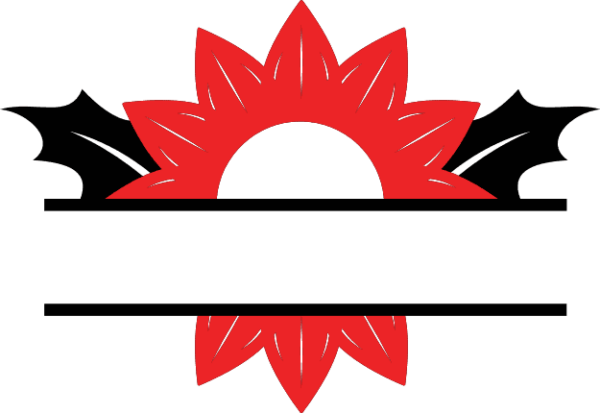 Christmas decor, holy leaves and flower split text frame - free svg ...