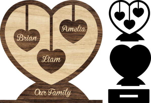 Family members heart stand, Editable names, gift for mom - free svg ...