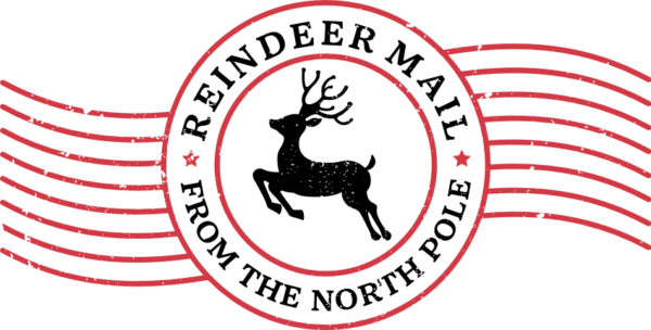 Reindeer mail from the north pole, Santa mail scratched stamp seal ...