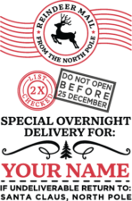 Christmas shipping label, Special overnight delivery for, custom name ...