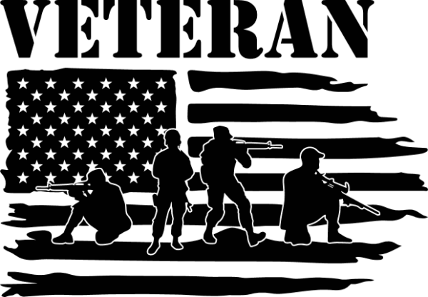 Veteran sign, USA tattered flag and soldiers, patriotic tshirt design ...