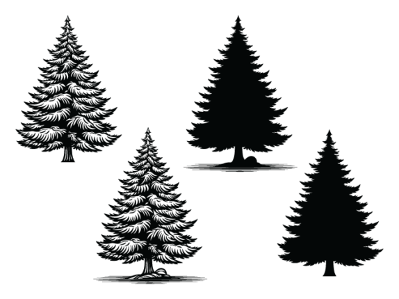 Snowy spruce trees for winter, svg bundle, decorative trees - free svg ...