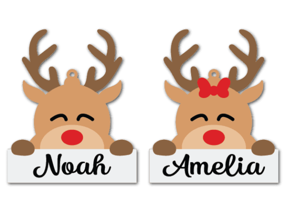 Reindeer holding tag for name, Christmas hanging ornaments - free svg ...