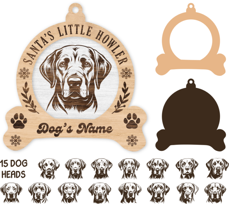 Santa's little howler, Christmas ornament, Labrador dog face, editable ...