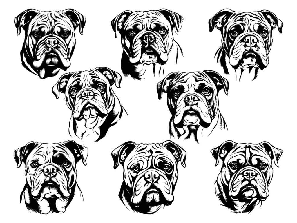 9 Bulldog face svg bundle free svg file for members, vector image for ...