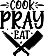 Cook, pray, eat, crossed grilling knives, apron design - free svg file ...