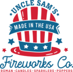 Uncle sam's, Fireworks Co, Roman, candles, sparklers, poppers, made in ...