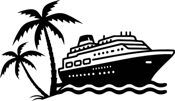 Cruise ship side view and Palm trees free svg file for members ...