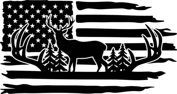 Torn USA Flag and deer, antlers, trees free svg file for members ...