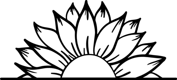 Half sunflower outline free svg file for members, spring, decorative ...