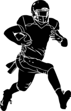 American football player holding ball and running free svg file for ...