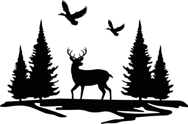 Deer in a forest vector image free svg file for members, hunting ...