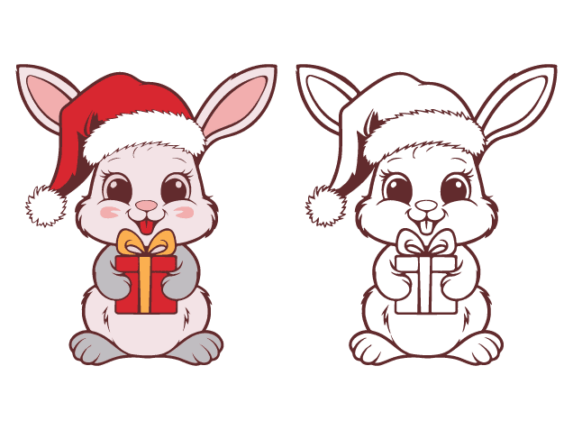 Christmas Bunny Holding Gift Free SVG File for Members - Cute Holiday ...