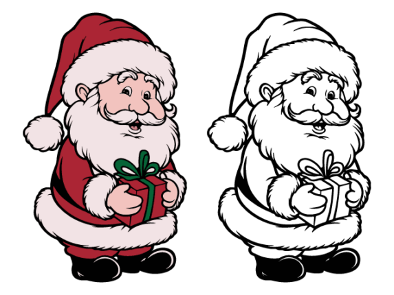 Smiling Santa holding Gift Box Free SVG File for Members - Christmas ...